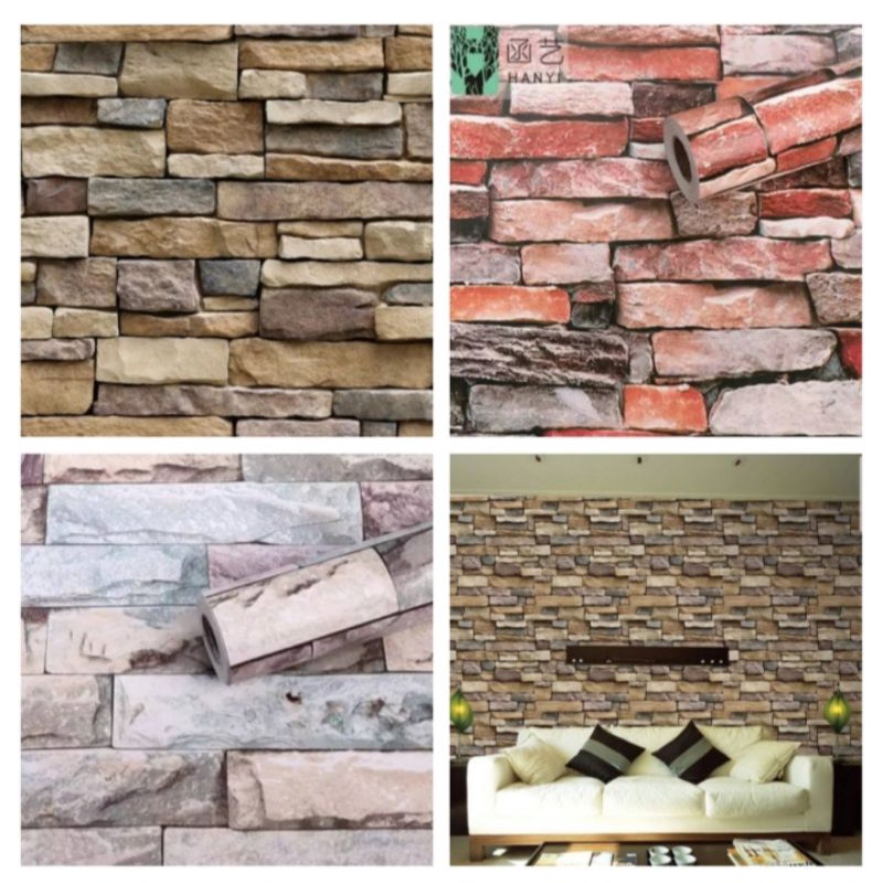 Jual Wallpaper Dinding Sticker Dinding Batu Alam Cocok Buat Ruang Tamu ...