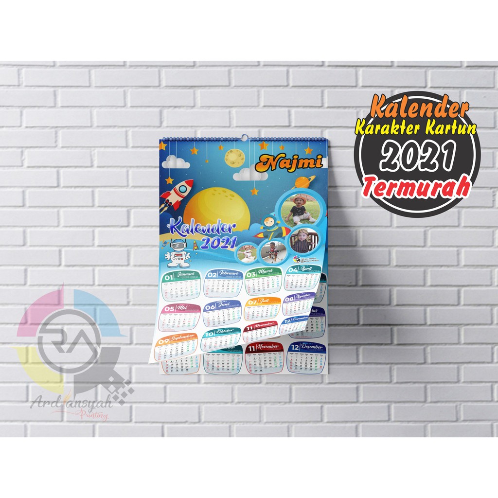 Jual Kalender Dinding Custom Foto Keluarga Karakter Kartun Animasi ...
