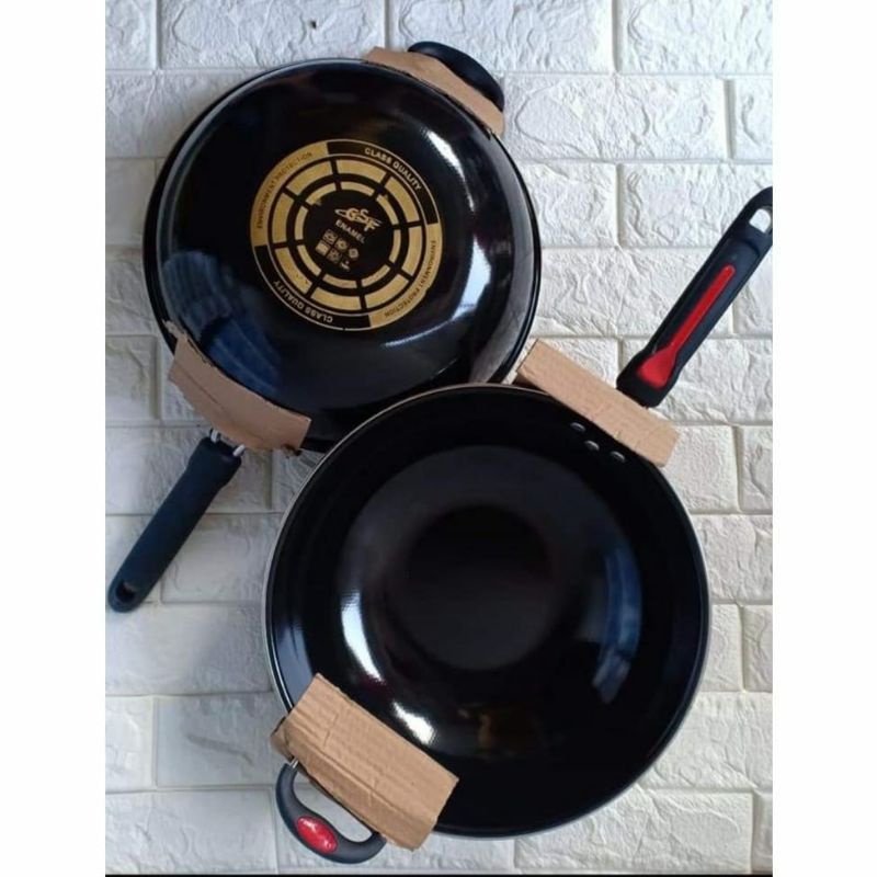Jual WAJAN PANCI PENGGORENGAN GAGANG 34cm ENAMEL TEBAL AWET TIDAK ...
