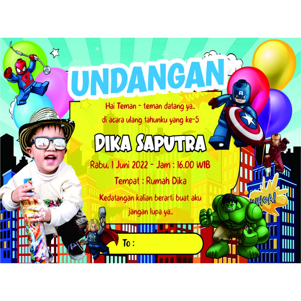 Jual Kartu Undangan Ultah Anak Custom Free Plastik, Kartu Undangan Ulang Tahun Anak Custom Free ...