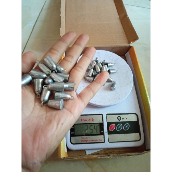 Jual 1bungkus/250gram isi 18pcs timah pemberat pancing kawat/lonceng ...