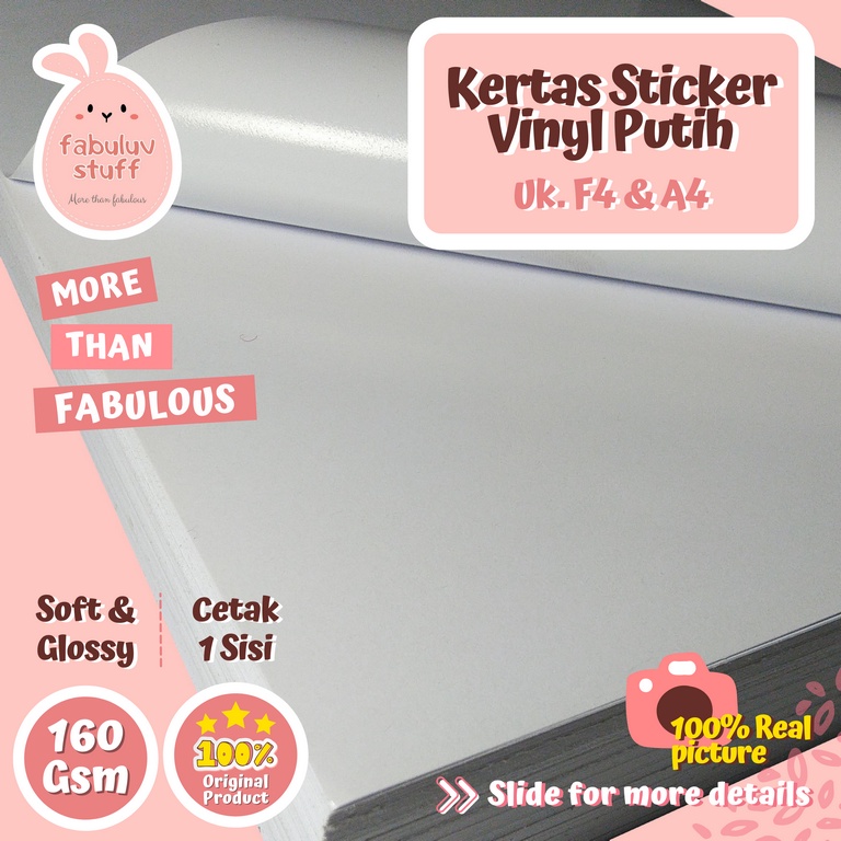 Jual Kertas Sticker Vinyl Putih 160 gsm A4 F4 | Shopee Indonesia