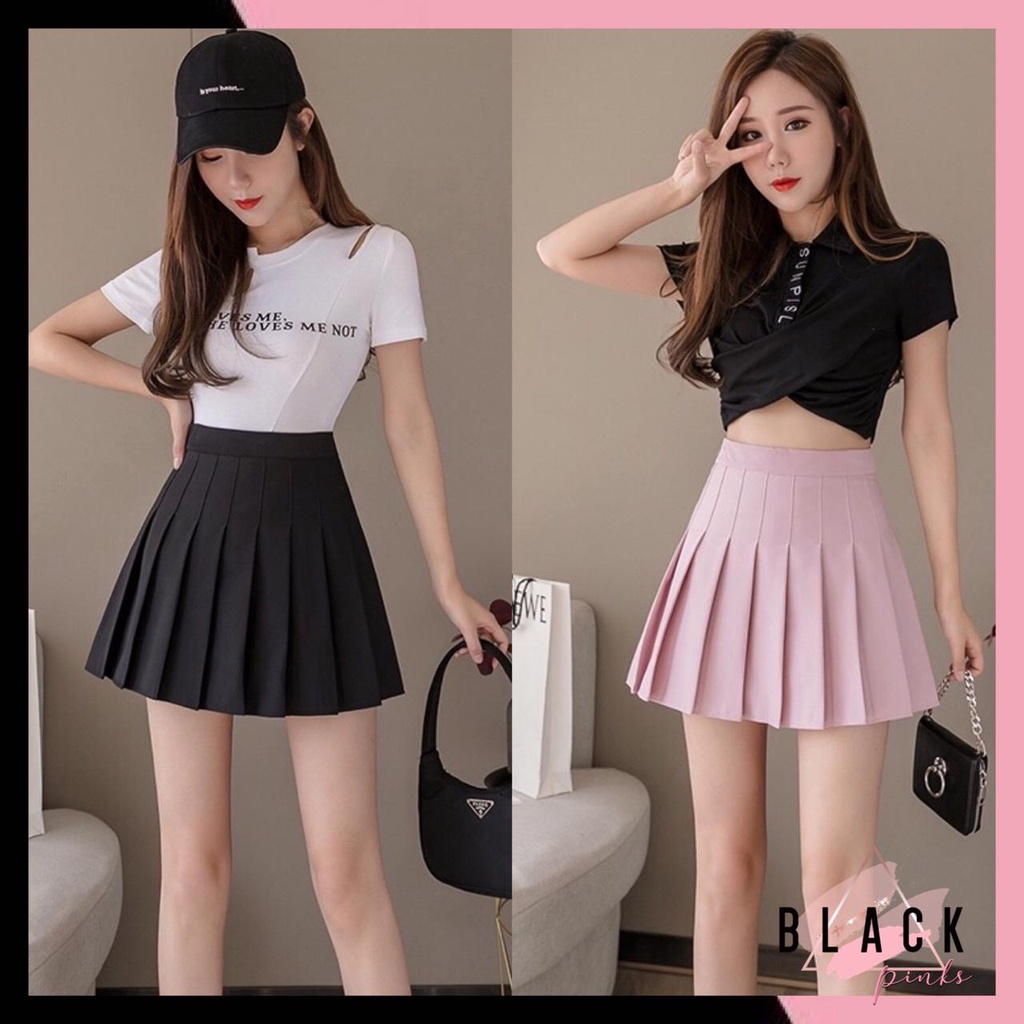 Jual Blackpink Rok Pendek Wanita Mini Skirt Korea Tennis Skirt With ...