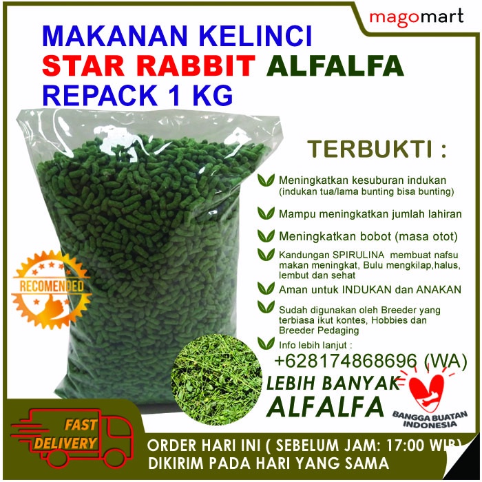 Jual STAR RABBIT ALFALFA REPACK 1 KG MAKANAN KELINCI MURAH BUKAN NOVA ...
