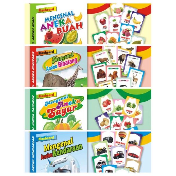 Jual flash card mengenal aneka binatang, kendaraan, buah, & sayuran ...