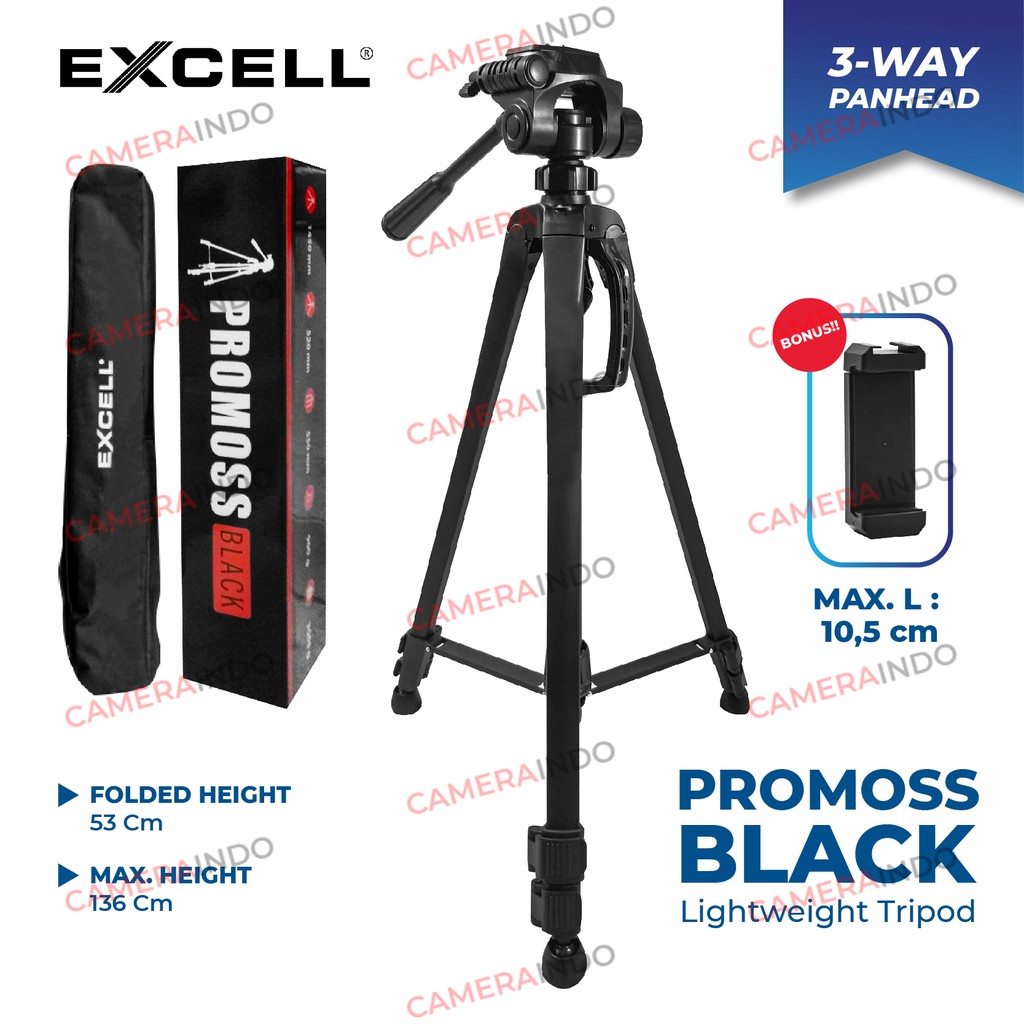 Jual Tripod Excell Promoss Black Hitam camera DSLR & Handycam + Bag ...