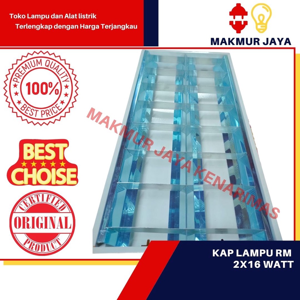 Jual Kap Lampu RM TL T8 + Set LED 16 watt philips 2x16 / kap RM 2x36 ...