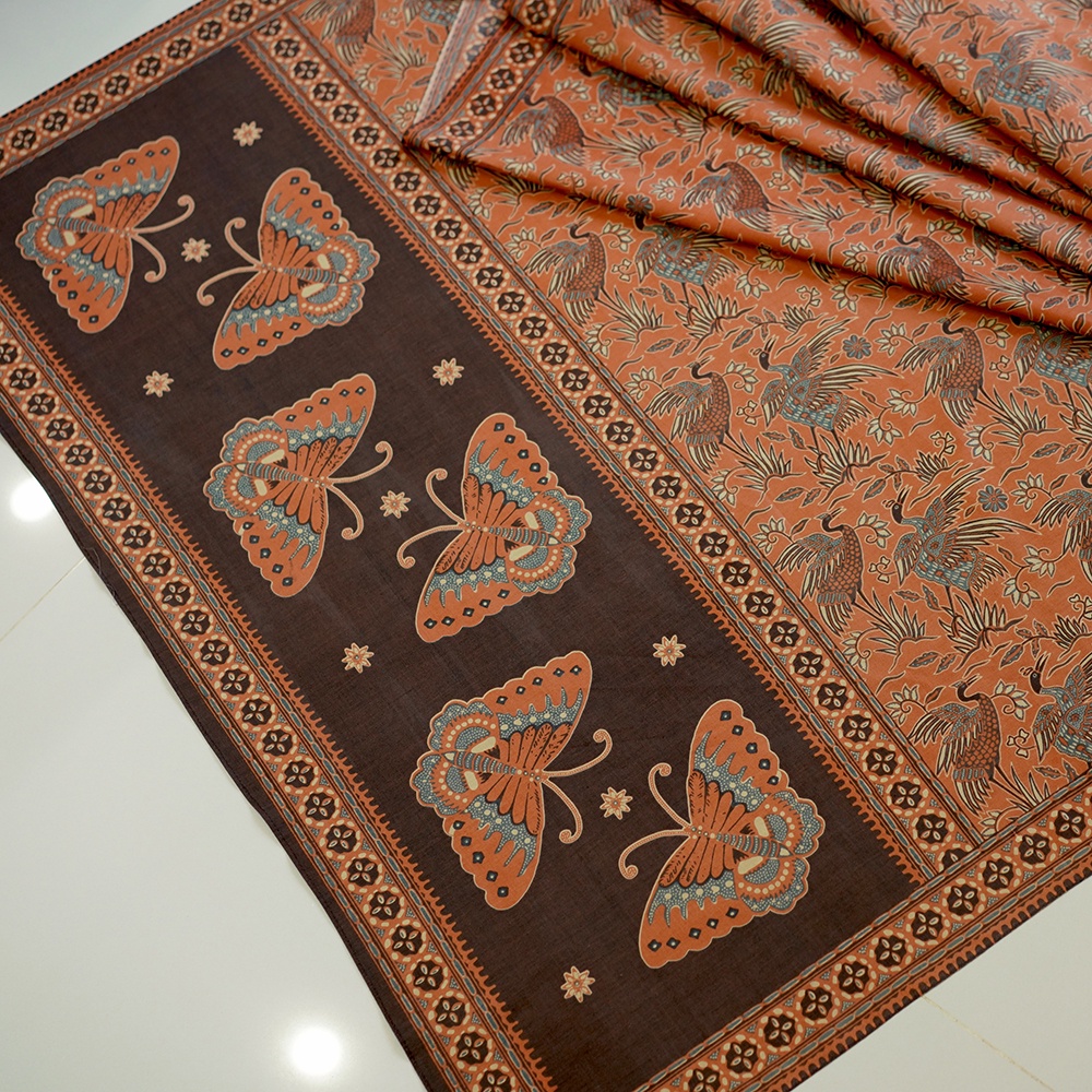 Jual KAIN BATIK KATUN Premium Motif Bangau Two Tone Pagi Sore Orange ...