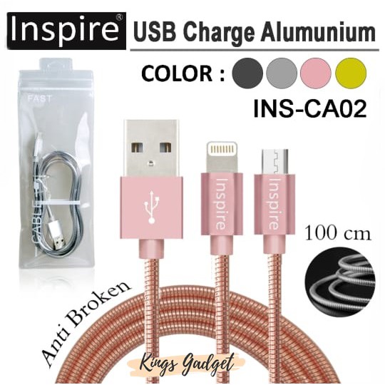 Jual USB CHARGE INSPIRE FULL ALUMUNIUM ANTI BROKEN LIGHTNING INS-CA02 | Shopee Indonesia