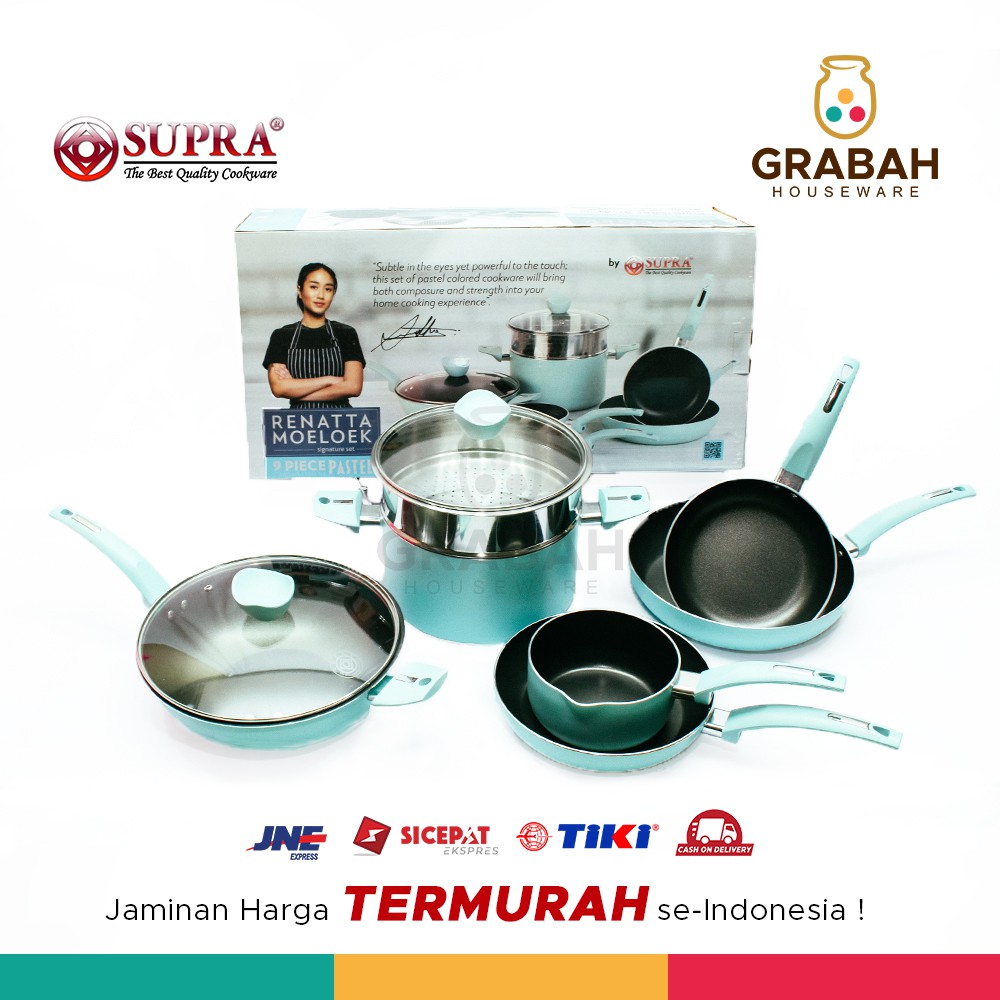 Jual Supra Panci Set Cookware 9 pcs Alumunium Pastel Edisi Chef Renata ...