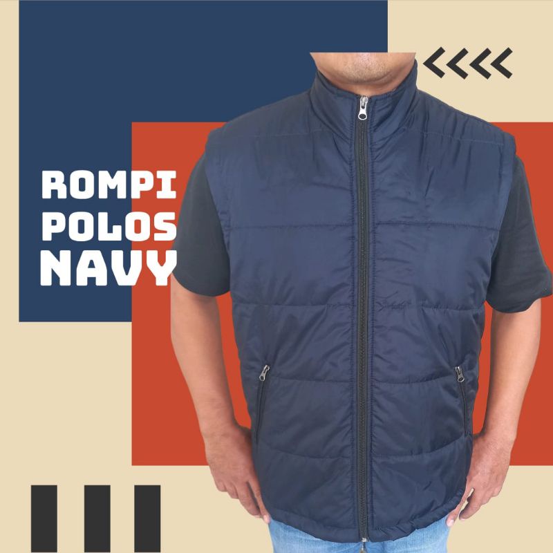 Jual Jaket Rompi Parasut Pria Ada Kantong Dalam Resleting Hitam Navy ...