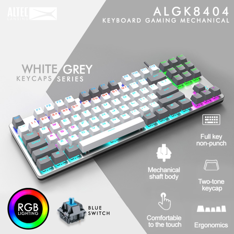 Jual Keyboard Gaming Altec Lansing ALGK-8404 Grey White - Ten Key Less ...
