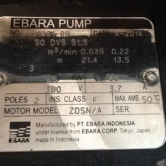 Jual Pompa Submersible Ebara 50Dvs51.5 2Hp 3Phase Pompa Celup Air Kotor Ningsihstore1 | Shopee ...