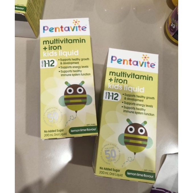 Jual pentavite multivitamin + iron kids liquid untuk umur 1-12 tahun ...