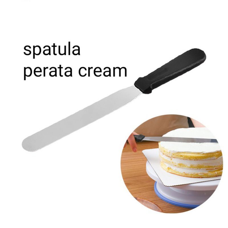 Jual spatula lurus perata butter cream gagang hitam gagang kayu ...