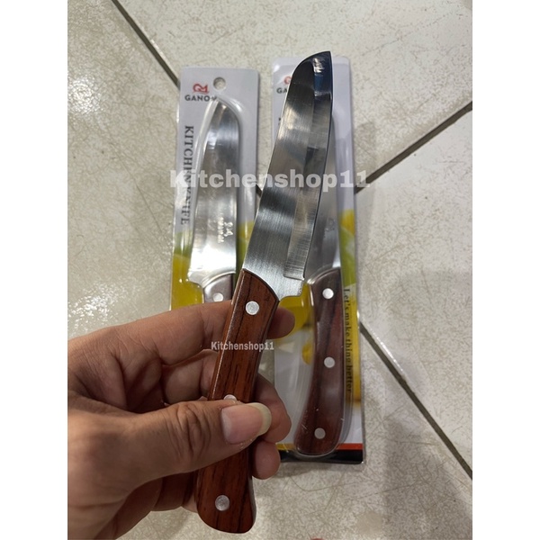 Jual pisau dapur stainless gagang kayu 5 inch super tajam ANTI KARAT ...