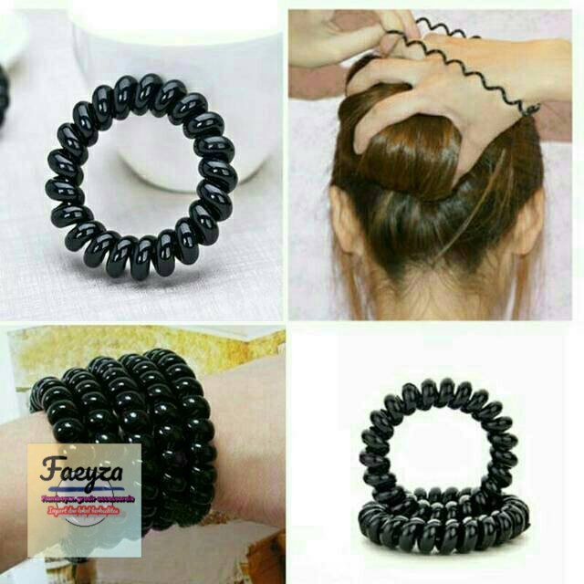 Jual Karet rambut spiral besar/kabel telepon ulir isi 12 pcs | Shopee ...