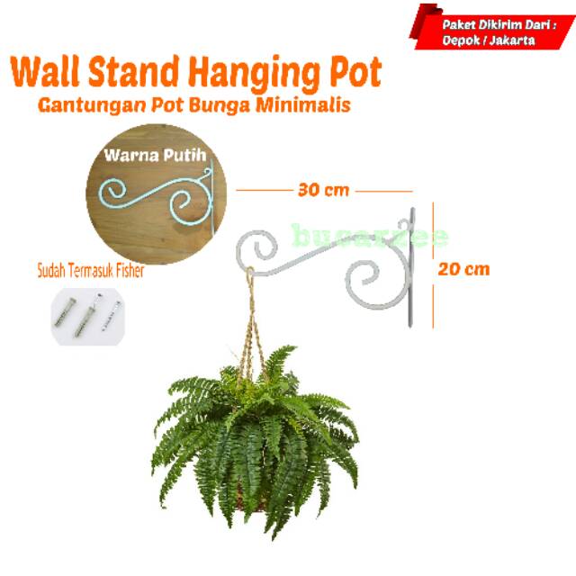 Jual Wall Stand Hanging Pot. Gantungan Pot Bunga Minimalis Warna Putih ...