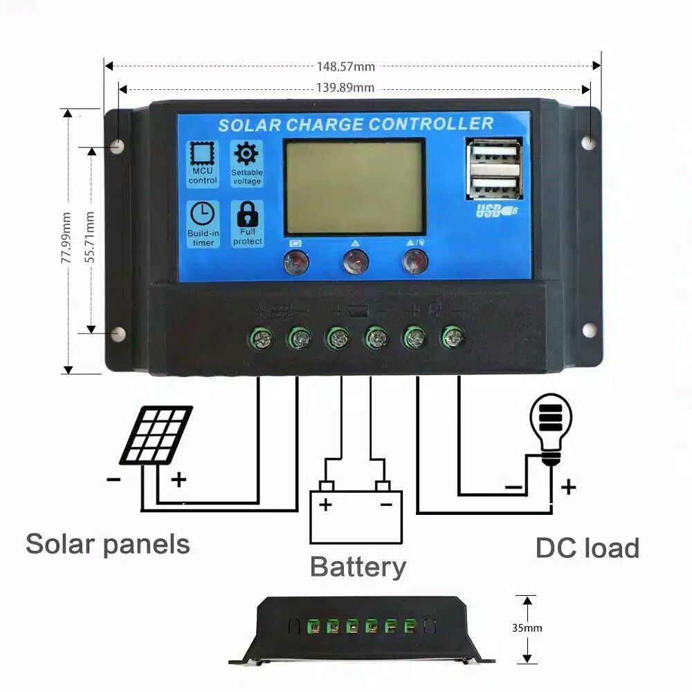 Jual Solar Charge Controller 30A LCD LED Display Solar cell PWM 12V 24V USB Panel Surya Charger ...