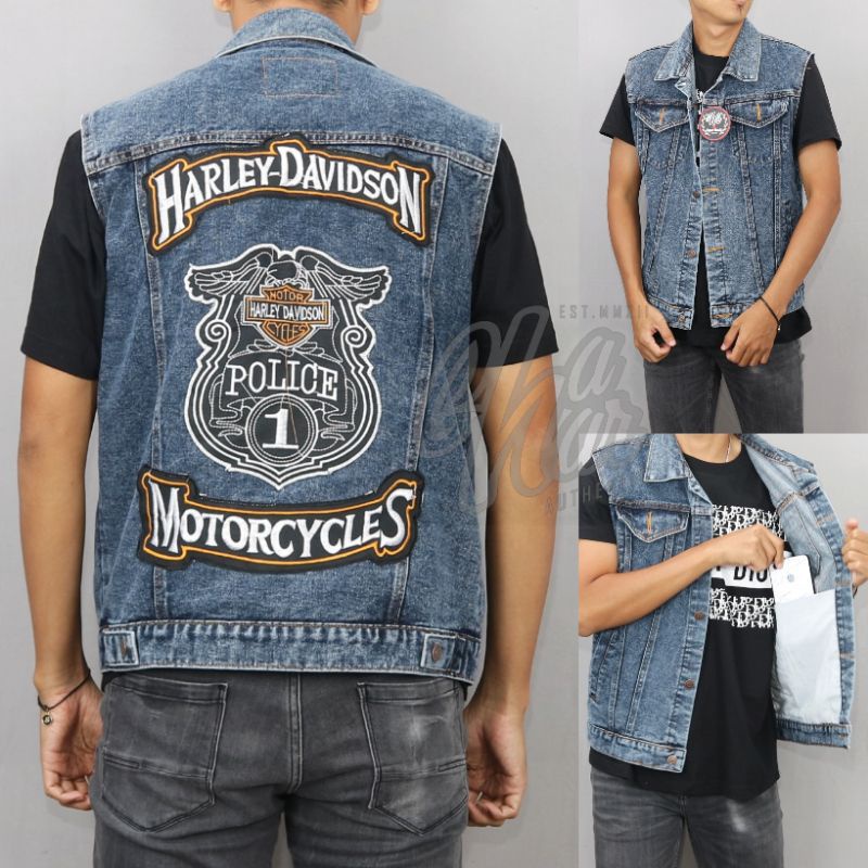 Jual ROMPI MOTOR JEANS HARLEY PRIA SANDWASH JUMBO M- XL VEST Body ...