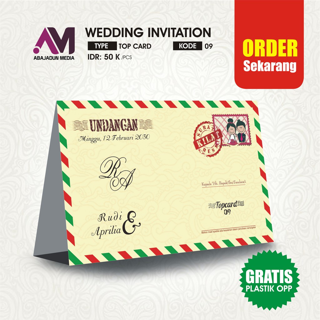 Jual Undangan Pernikahan | Top Card 09 | Free Plastik OPP | Undangan ...