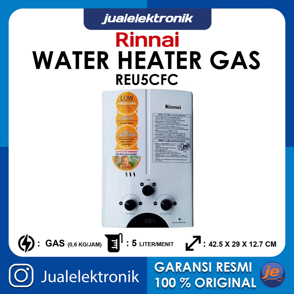 Jual Rinnai Water Heater Gas 5 Liter/Menit – REU5CFC Penghangat Pemanas Air | Shopee Indonesia