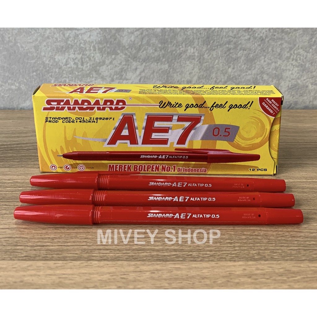 Jual Pulpen Standard AE7 0,5mm - Warna Merah | Shopee Indonesia