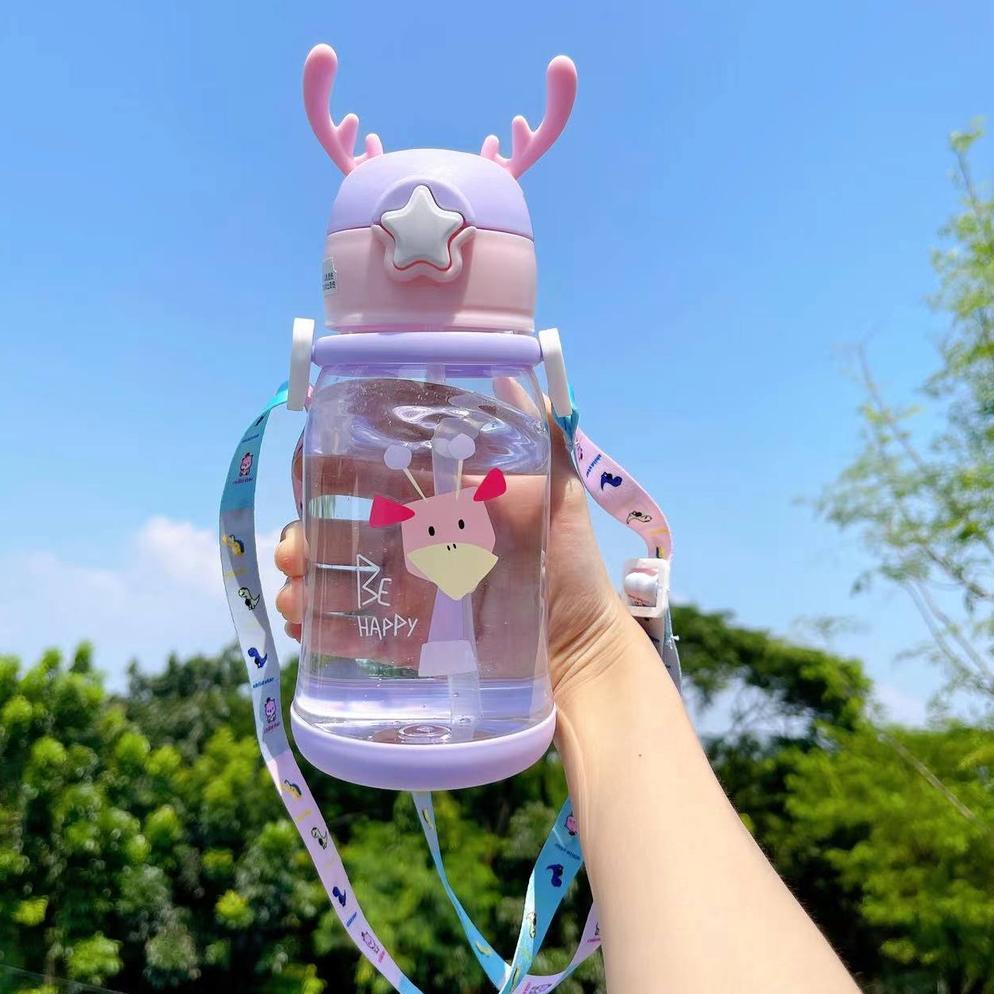 Jual Botol Minum Tanduk Rusa Tali Sedotan/ Botol Minum Anak Lucu 600 Ml Anti Tumpah Bpa Free ...