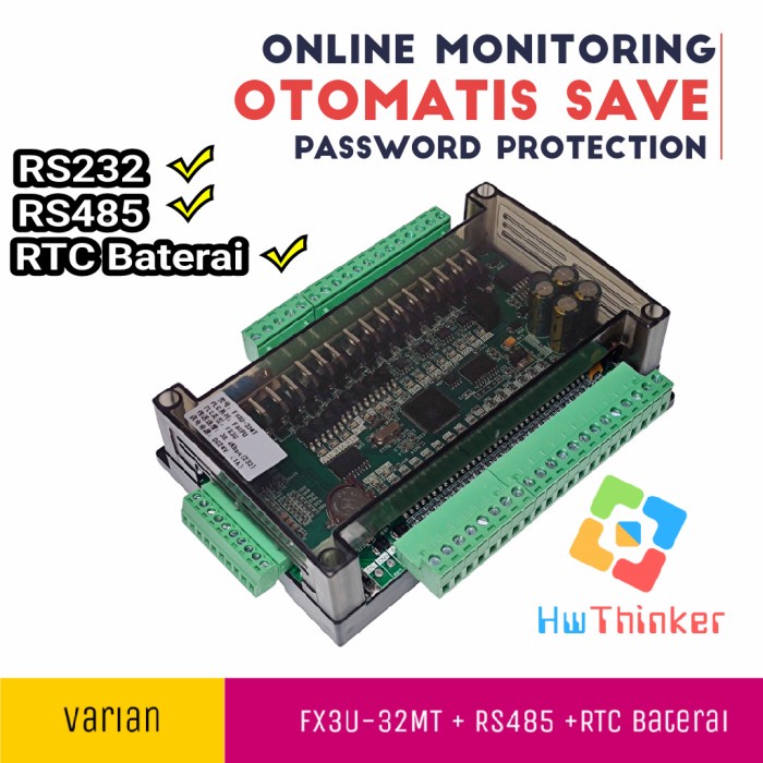 Jual PLC Industrial Control Board FX3U-32MT FX3U32MT 6AI 2AO RTC RS232 ...