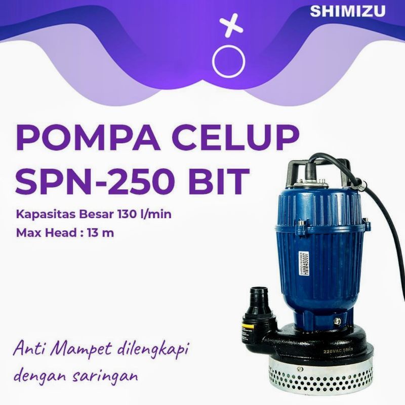 Jual Pompa Celup/Kolam/Sumersible Pump SHIMIZU SPN-250 BIT | Shopee ...