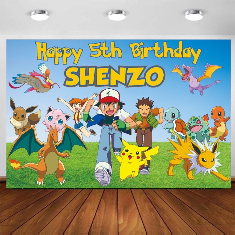 Jual Custom backdrop tema pokemon pikachu ulang tahun anak birthday ...