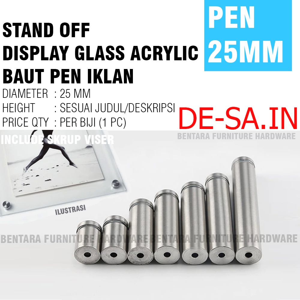 Jual Pen Iklan 25 x 100 - Acrylic Glass Board Sign Stand-off (Pen Baut ...