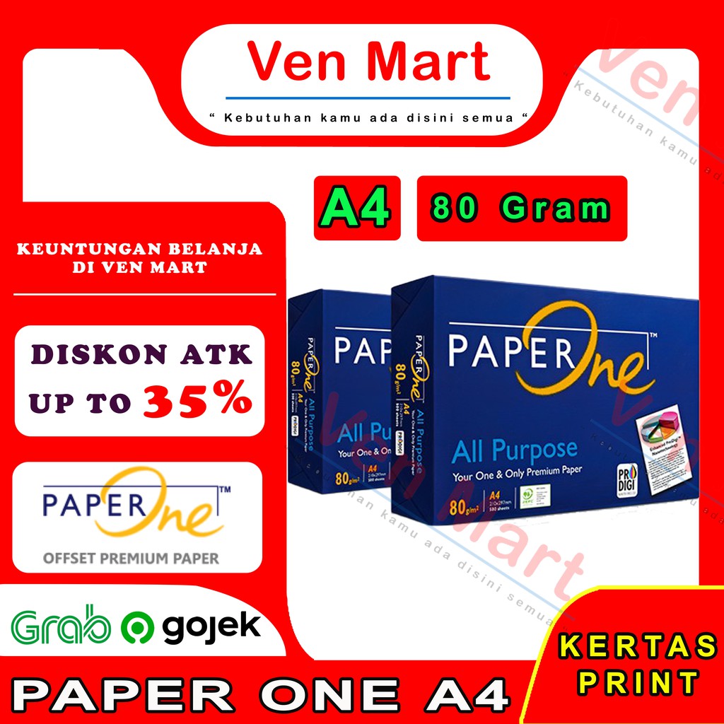 Jual Kertas HVS PAPER ONE A4 80 gram - KERTAS FOTO COPY A4 80 Gr [ 1 ...