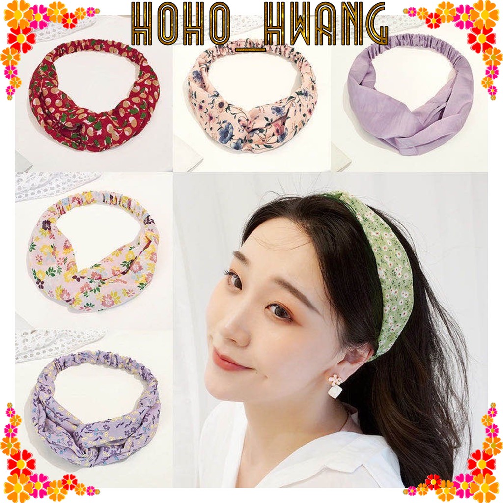 Jual HOHO_HWANG (F-7) BANDO MOTIF KOREA WANITA HAIRBAND ELASTIS KARET ...