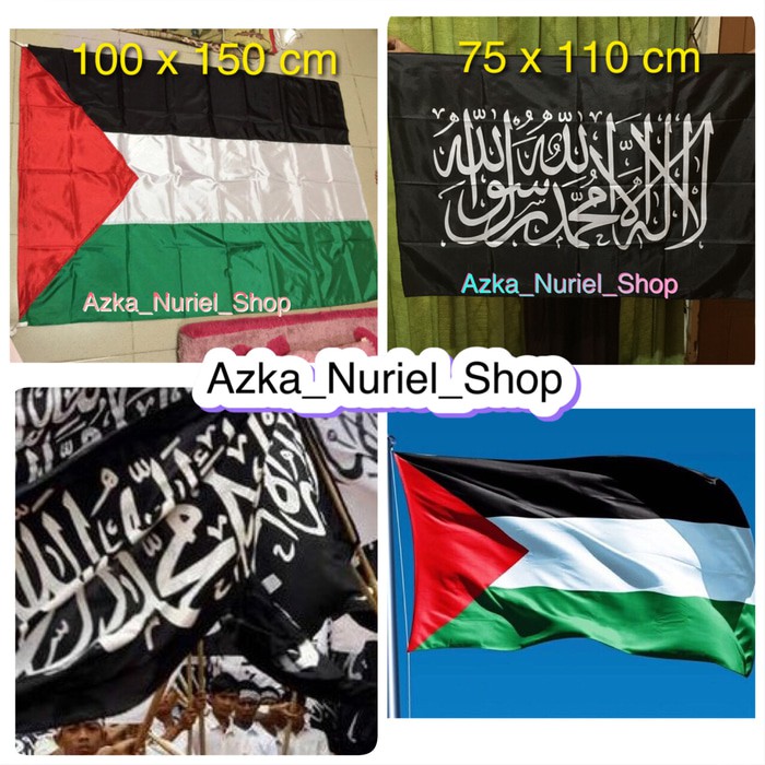 Jual Paket 1B Bendera Palestina 100x150cm & Bendera Tauhid 75x110cm ...