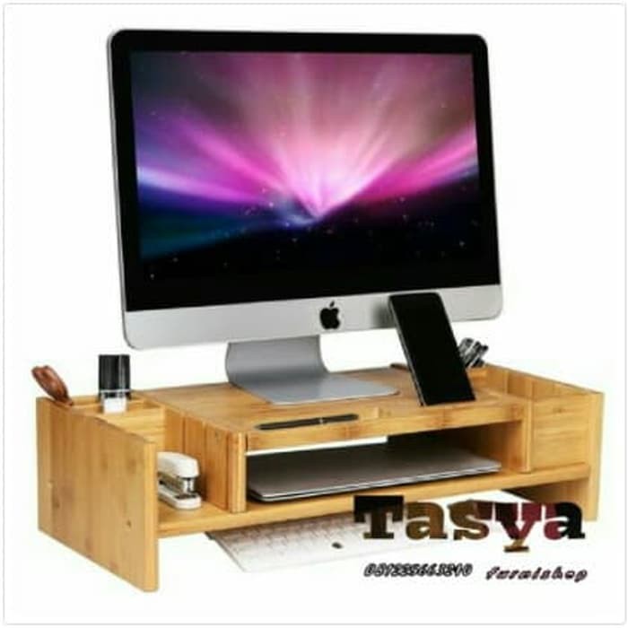 Jual stand monitor/meja laptop kayu solid | Shopee Indonesia