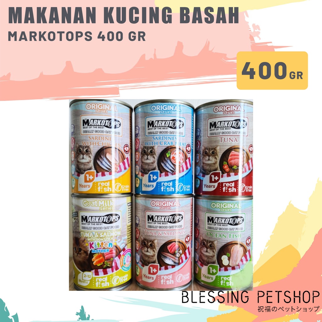 Jual MAKANAN KUCING BASAH MARKOTOPS 400 GR / CAT FOOD MARKOTOP 400GR ...