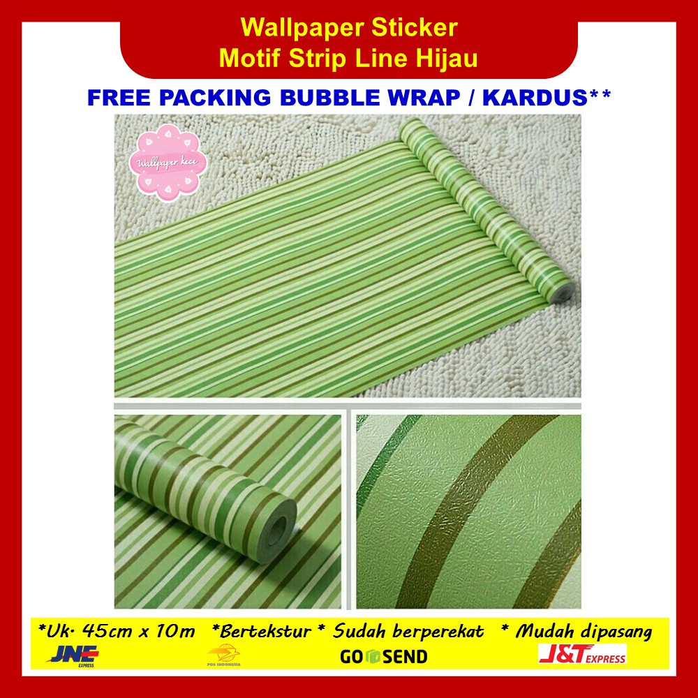 Jual Wallpaper Sticker Dinding Garis Hijau Gading Walpaper Stiker | Shopee Indonesia