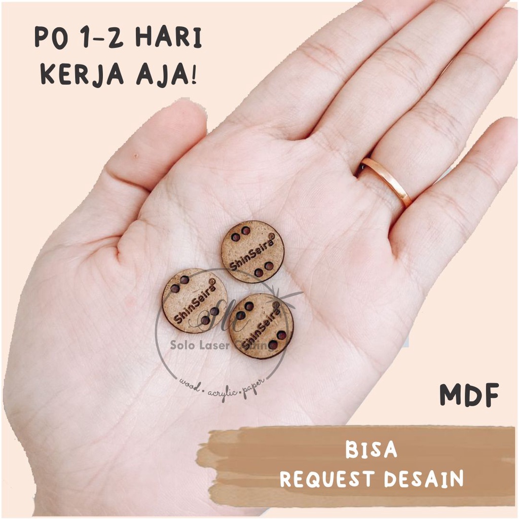 Jual KANCING CUSTOM KAYU/ BENIK CUSTOM 1.5CM / label baju / benik baju ...