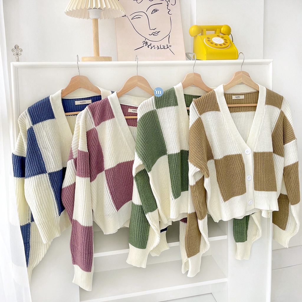 Jual CANDY Cardigan Rajut Wanita Outer Sweater Cewek Korea Atasan Perempuan MARU | Shopee Indonesia