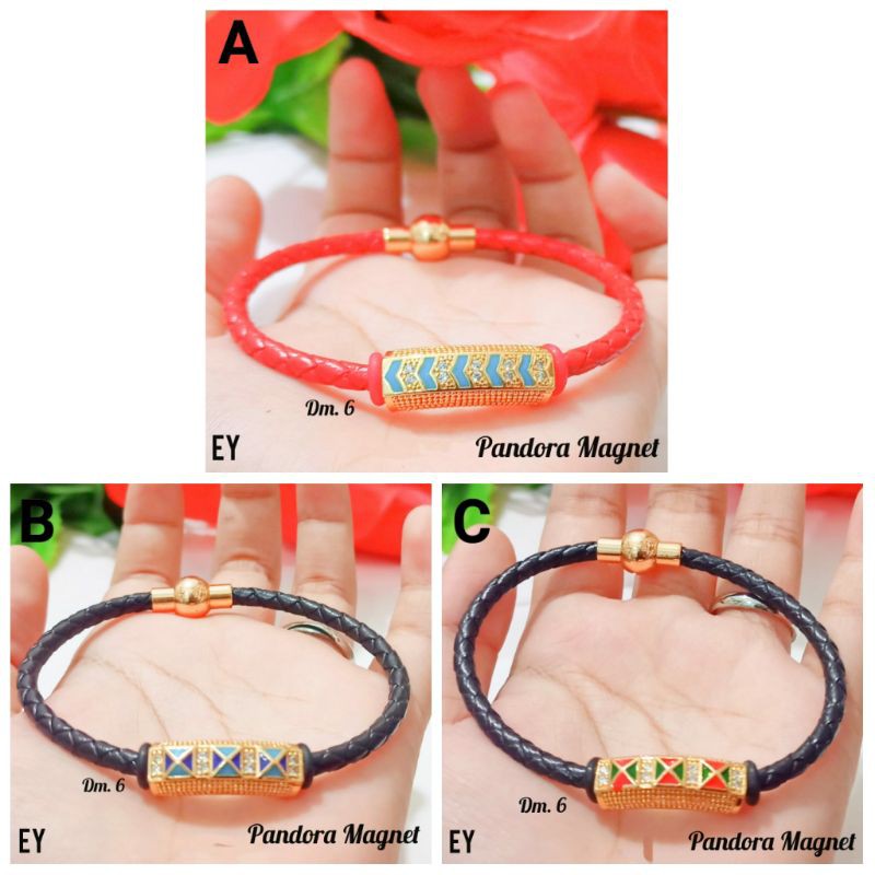 Jual Gelang Pandora kunci Magnet Liontin Tabung Varian Motif dan Warna ...