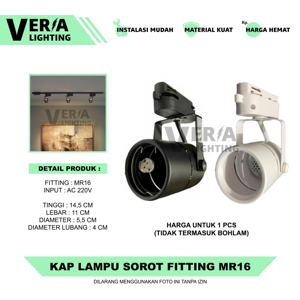 Jual Kap Rumah Lampu Sorot Track Spot Light Rel Fitting MR16 Tusuk | Shopee Indonesia
