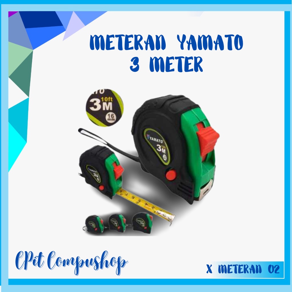 Jual Yamato Meteran 3 meter 3 Pengunci Measuring Tape Lapis Karet ...