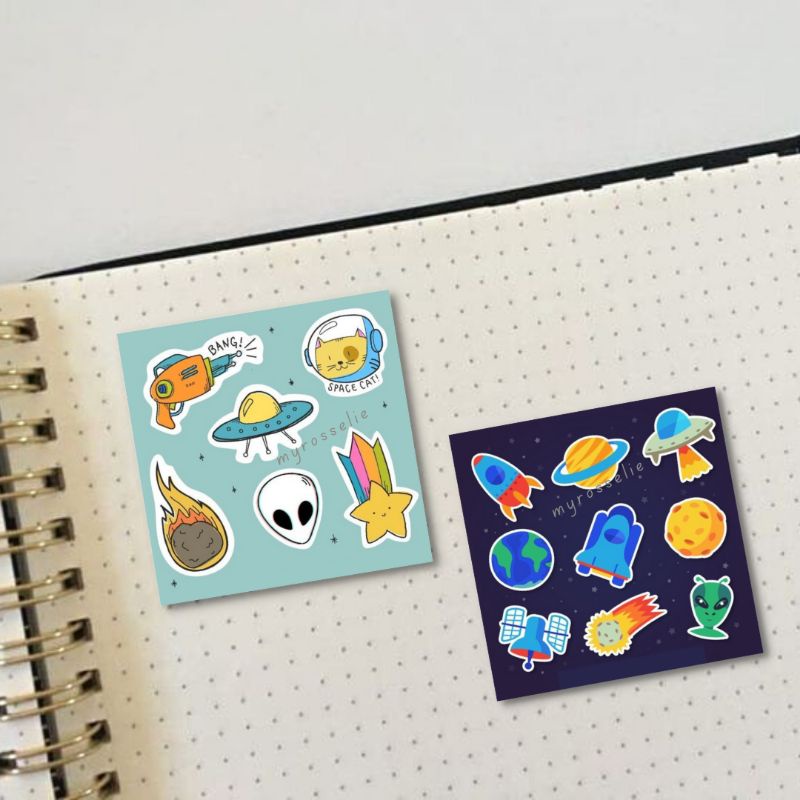 Jual STIKER KARAKTER LUCU ALIEN LUAR ANGKASA UFO STIKER BULAN BINTANG ...