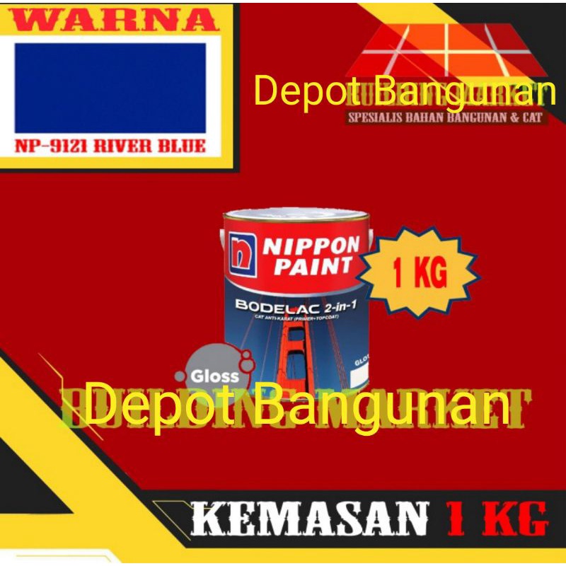 Jual Cat Besi Nippon Paint Bodelac 2 IN 1 NP 9121 RIVER BLUE 1 KG ...