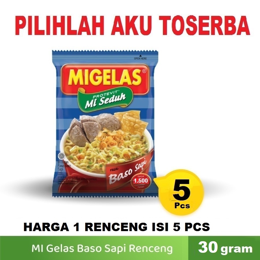 Jual Mie Gelas Migelas Rasa Baso Sapi @30 Gr - (HARGA 1 Renceng isi 5 ...