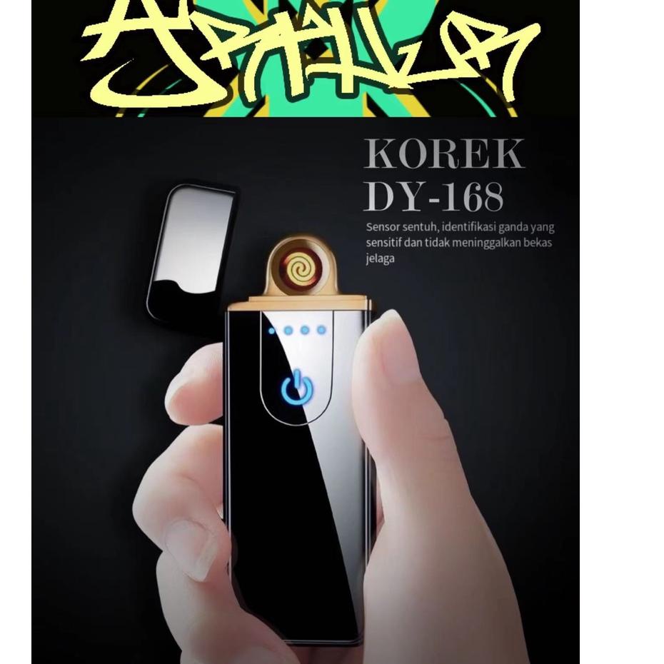 Jual codew3W7i--Korek Api unik elektrik kecil fingerprint touch sensor led screen DY-168 korek ...