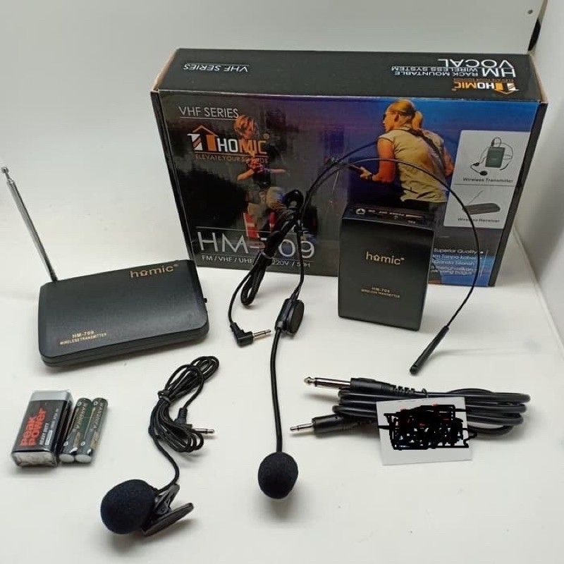 Jual Mic wireless bando HM-709 / Mic jepit Homic clip on + headset mic imam masjid | Shopee ...
