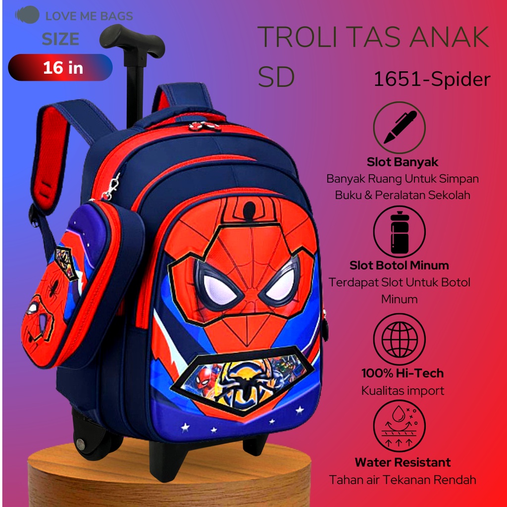 Jual LMB Tas Troli Anak Laki Laki Sekolah SD Ransel Import Premium Karakter Gambar Superhero ...