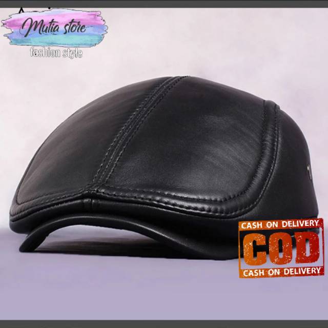 Jual Topi pet kulit pelukis Original leather MURAH BISA COD / TOPI PET ...